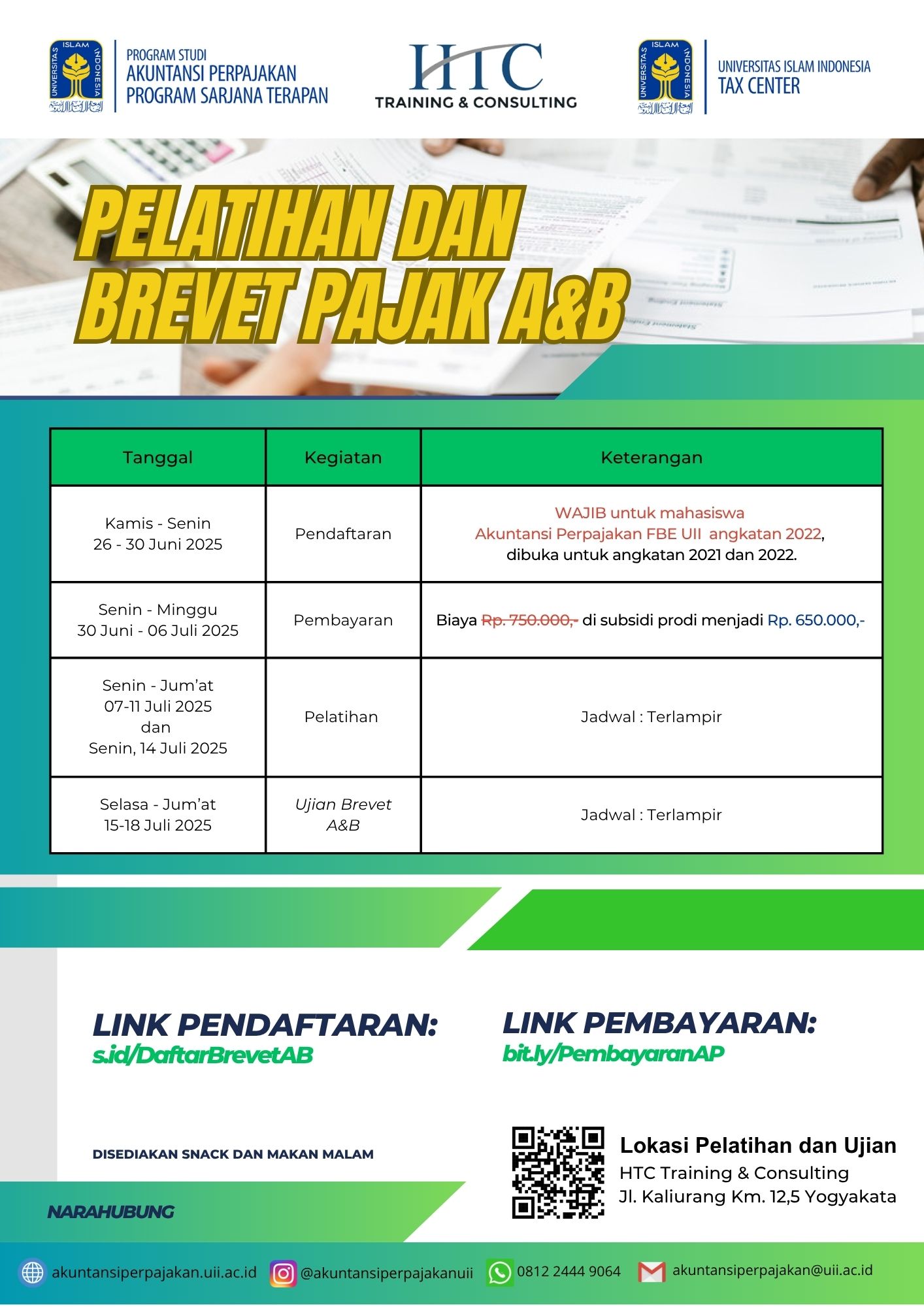 Pelatihan dan Brevet Pajak A&B 2025 - Sarjana Terapan Universitas Islam Indonesia